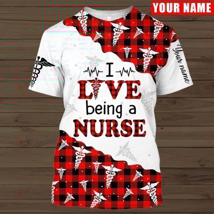 Personalized I Love Being A Nurse Red Caro Pattern 3D Shirt, Amazing G ...