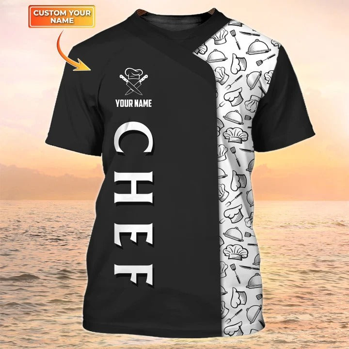 Chef 3D Clothing Chef Custom Tshirt Black And White Parttern Chef Unif ...