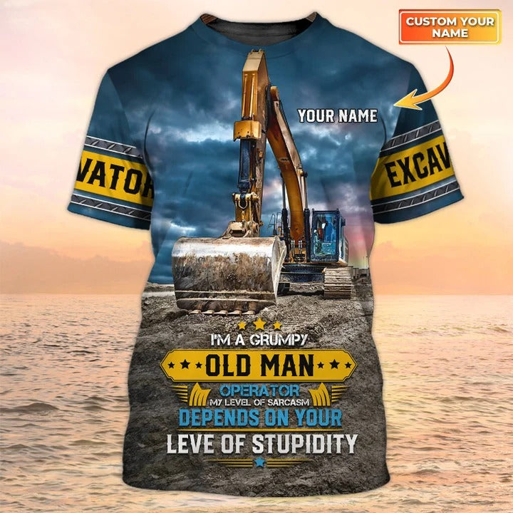 I Am A Grumpy Old Man, Personalized Name Excavator American 3D All Ove ...