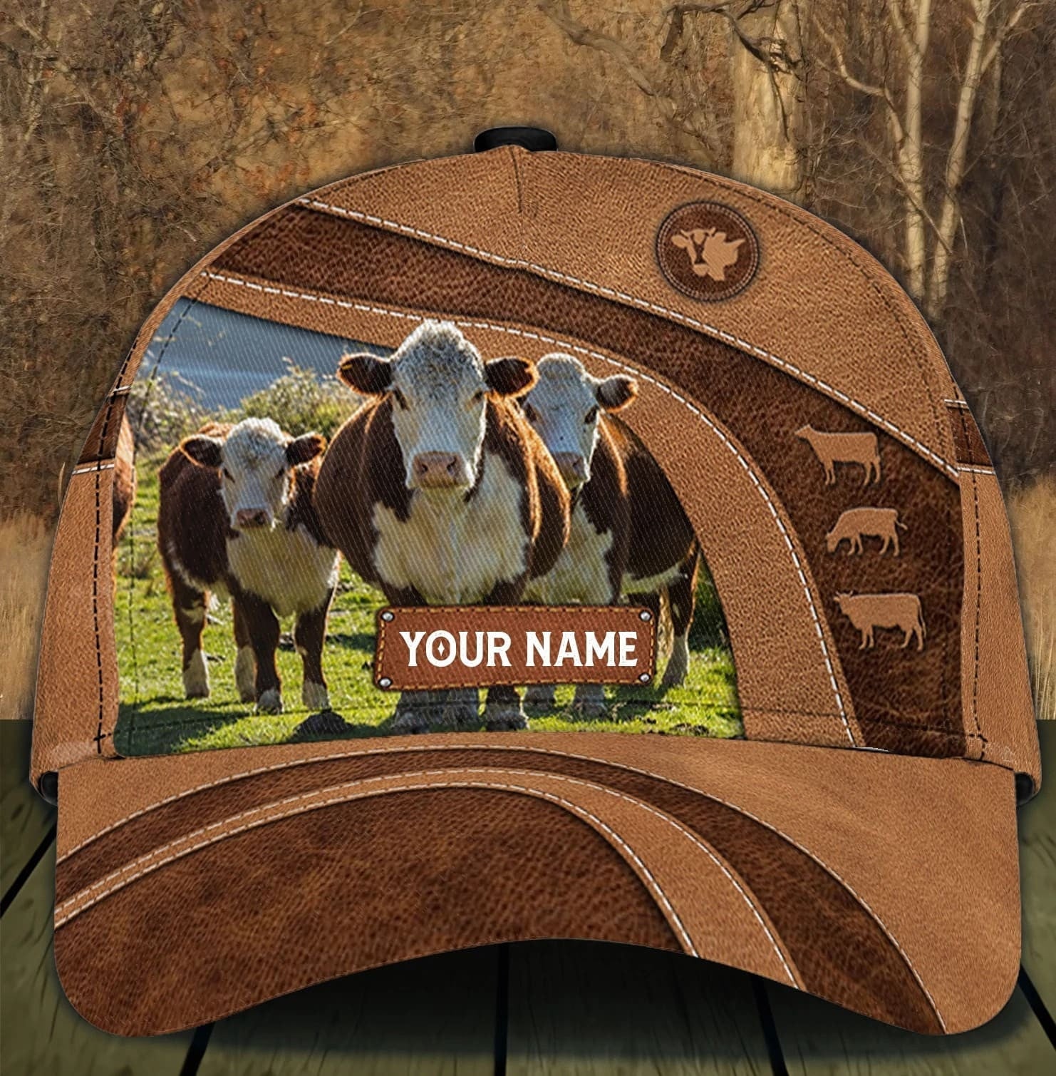 Customized Hereford Cow Farm Cap for Farmer, Special Cow Hat for Dad 3 ...