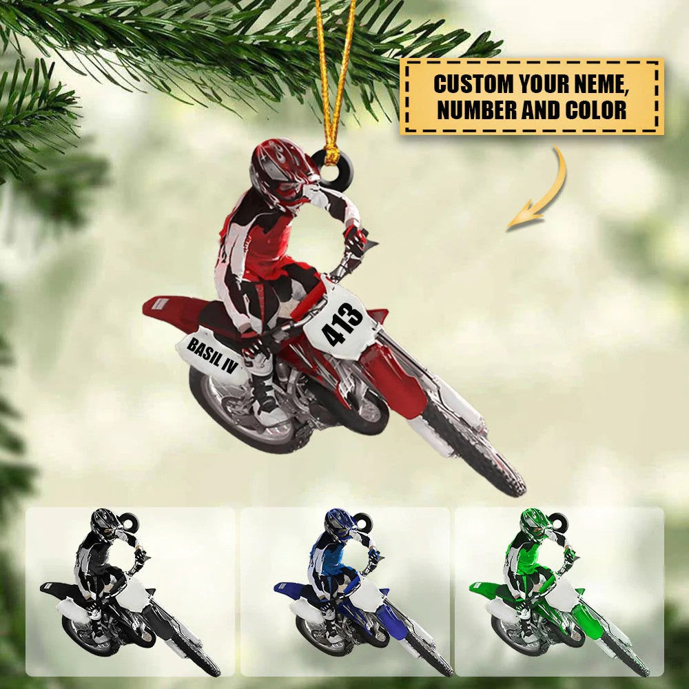 Personalized Motocross Dirt Bike Christmas Ornament, Custom Name and N ...