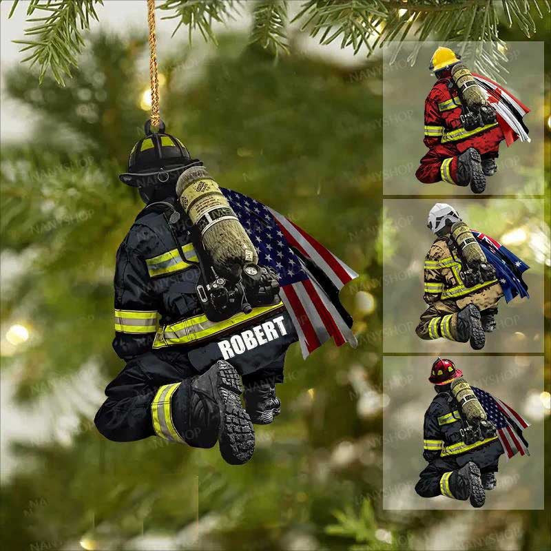Personalized Firefighter and Fire Extinguisher Christmas Ornament for ...