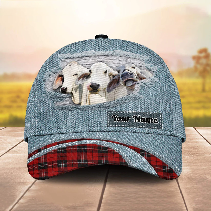 Brahman Cattle Red Caro And Jeans Pattern Customized Name Cap CA0172 ...