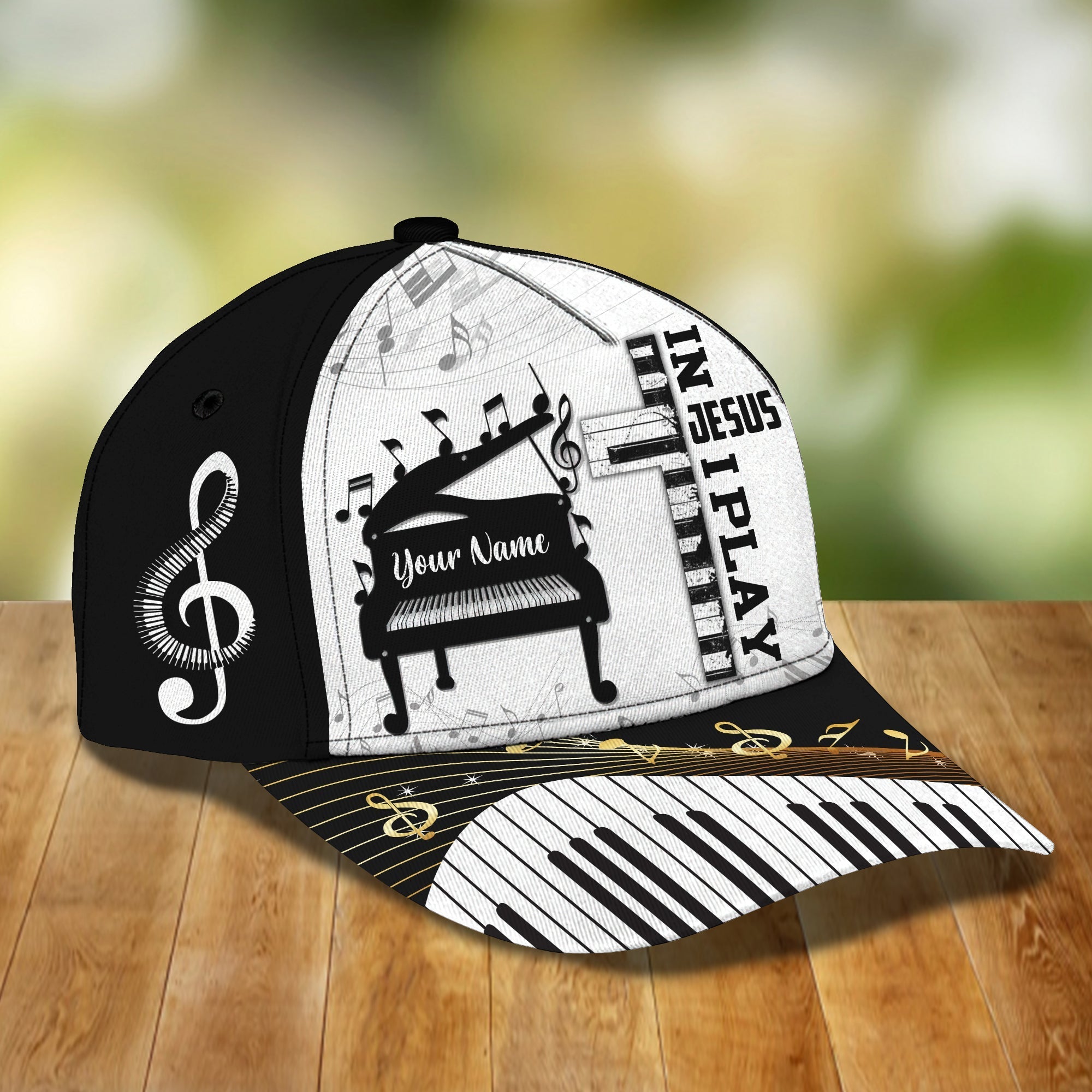 3D Classic Cap Piano 2 Personalized Name Cap Lasfour CA2250