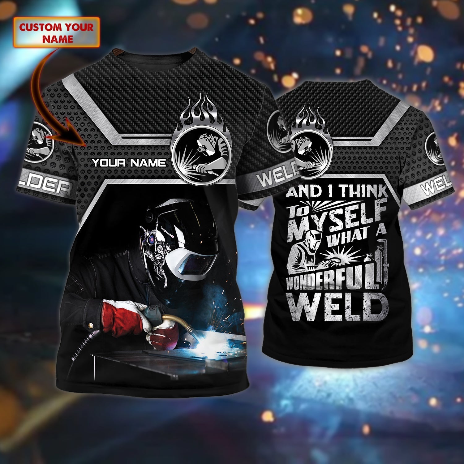 Personalized Name 3D Print Welder T Shirt, Wonderful Weld, Uniform Wel ...