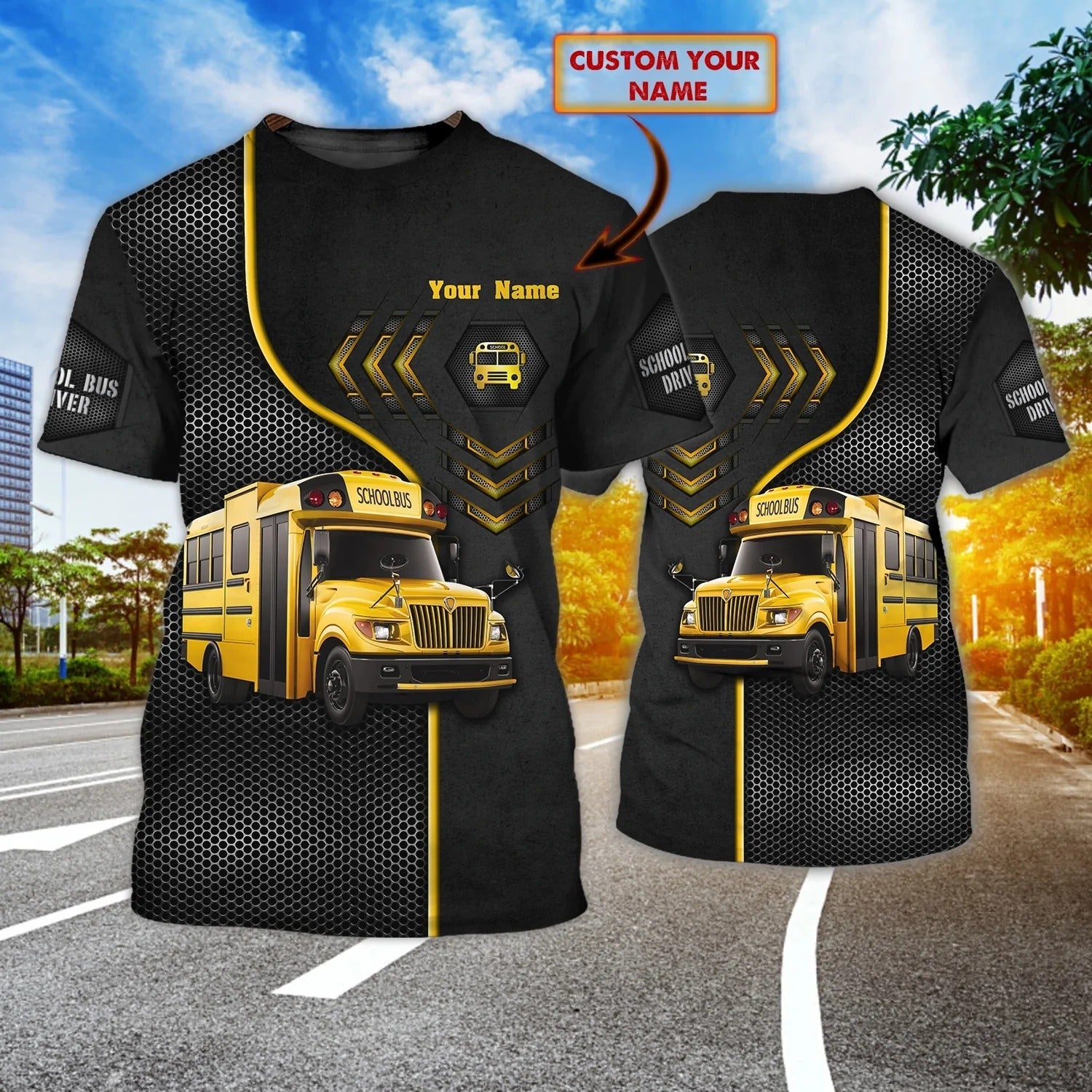 Personalized 3D Black School Bus T Shirt, Driver Of School Bus Shirt G ...