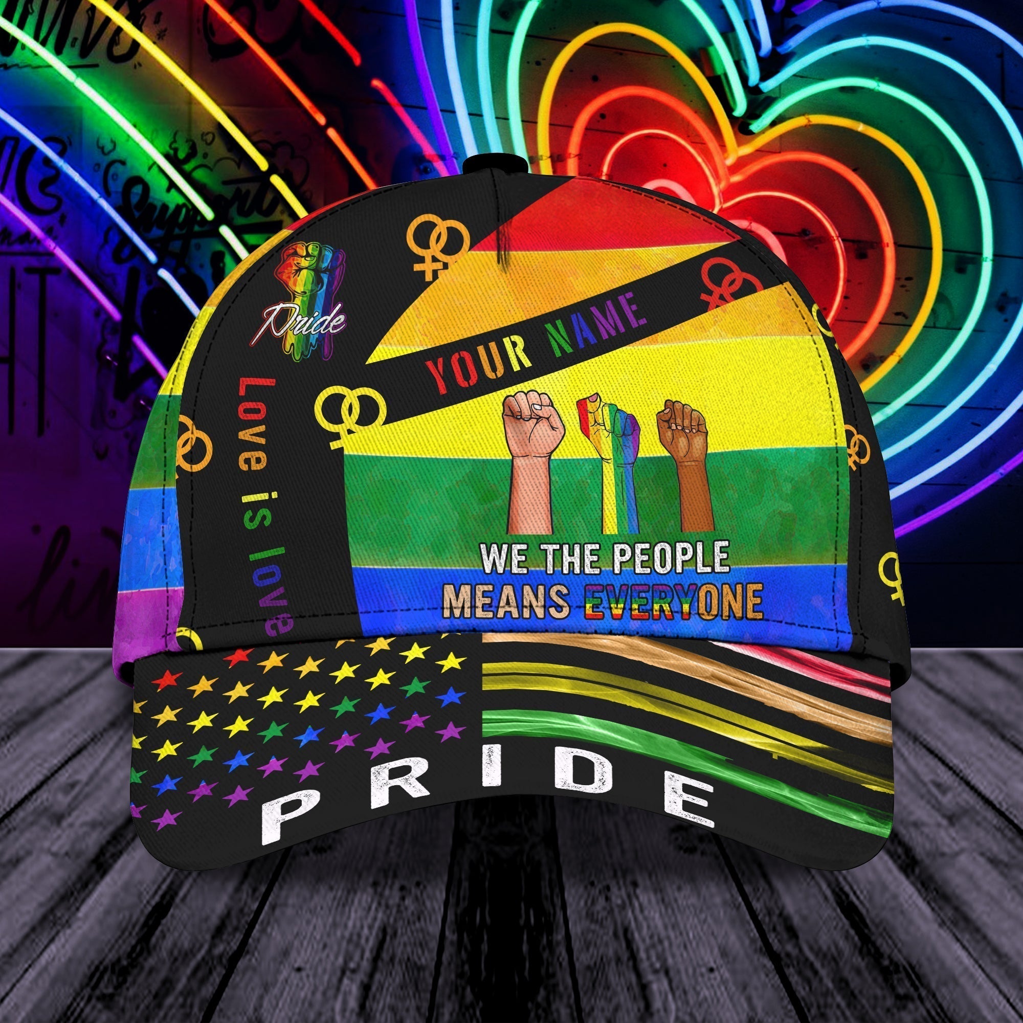 Lgbt Personalized Name Cap, Love Is Love 3D Cap, Gift For Pride Day CA ...