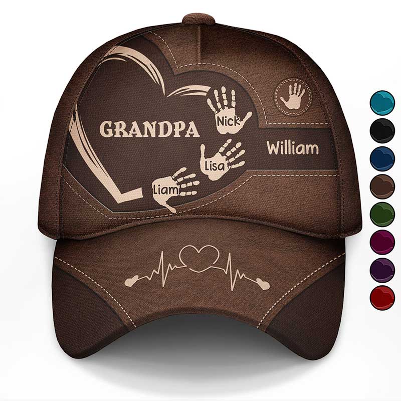 Grandpa Dad Kids Handprints Personalized Classic Cap, Custom Dad Grand ...