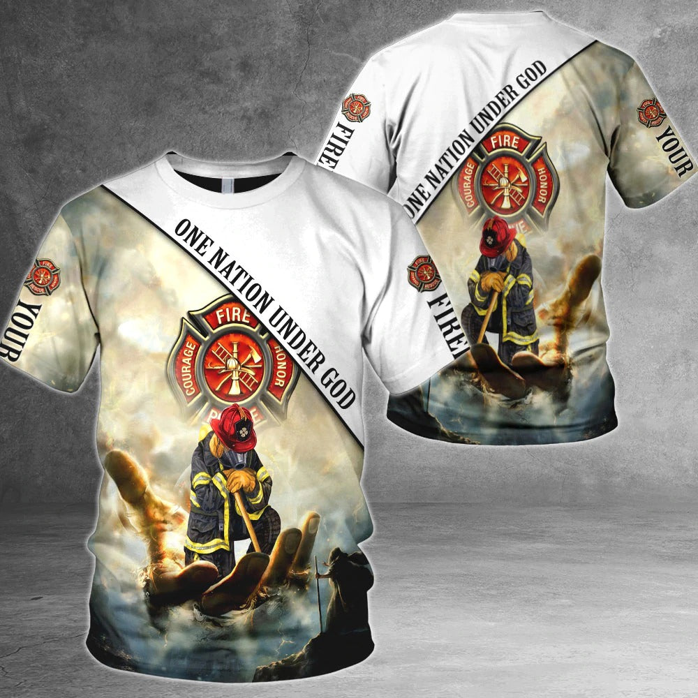 One Nation Under God, Firefighter All Over Print 3D Shirt, Firefighter ...