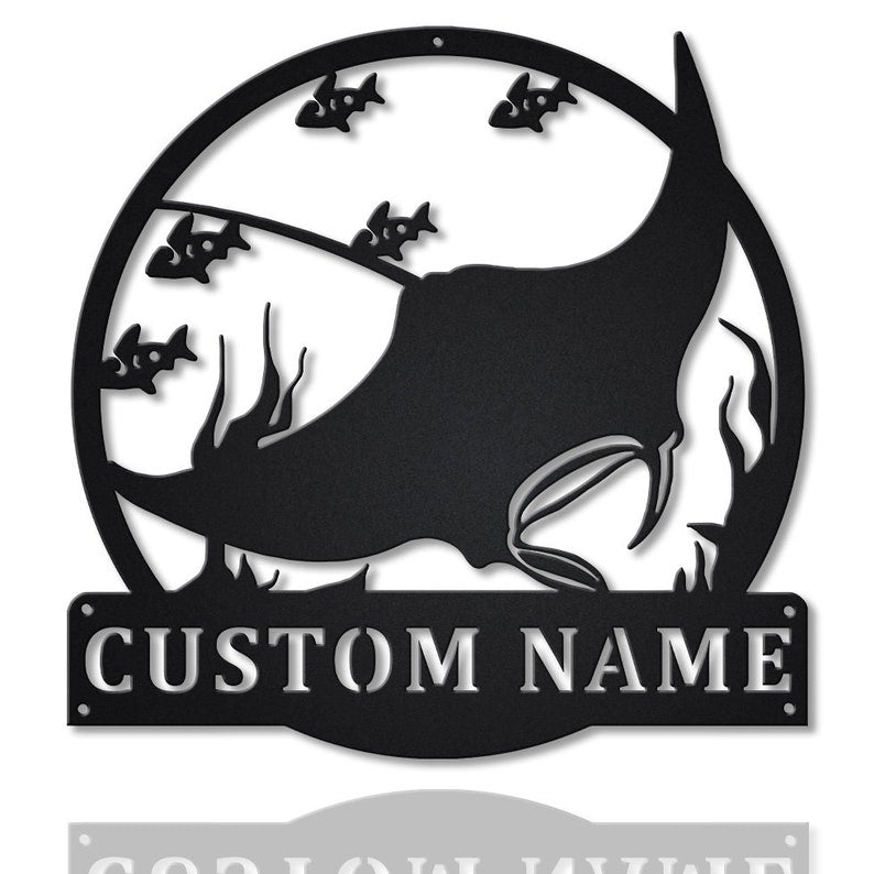 Personalized Manta Rays Monogram Metal Sign Art | Custom Manta Rays Mo ...