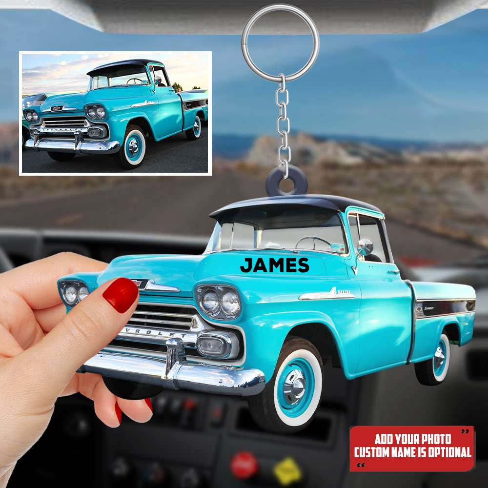 Personalized Chevy Truck Keychain, Custom Photo Acrylic Flat Keychain ...