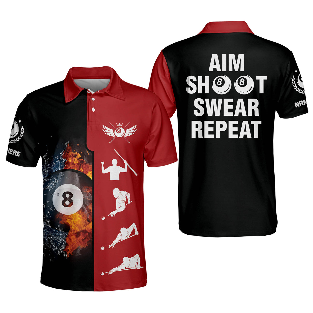 Lasfour Personalized 3D Billiard Polo Shirts For Men, Funny Aim Shoot ...