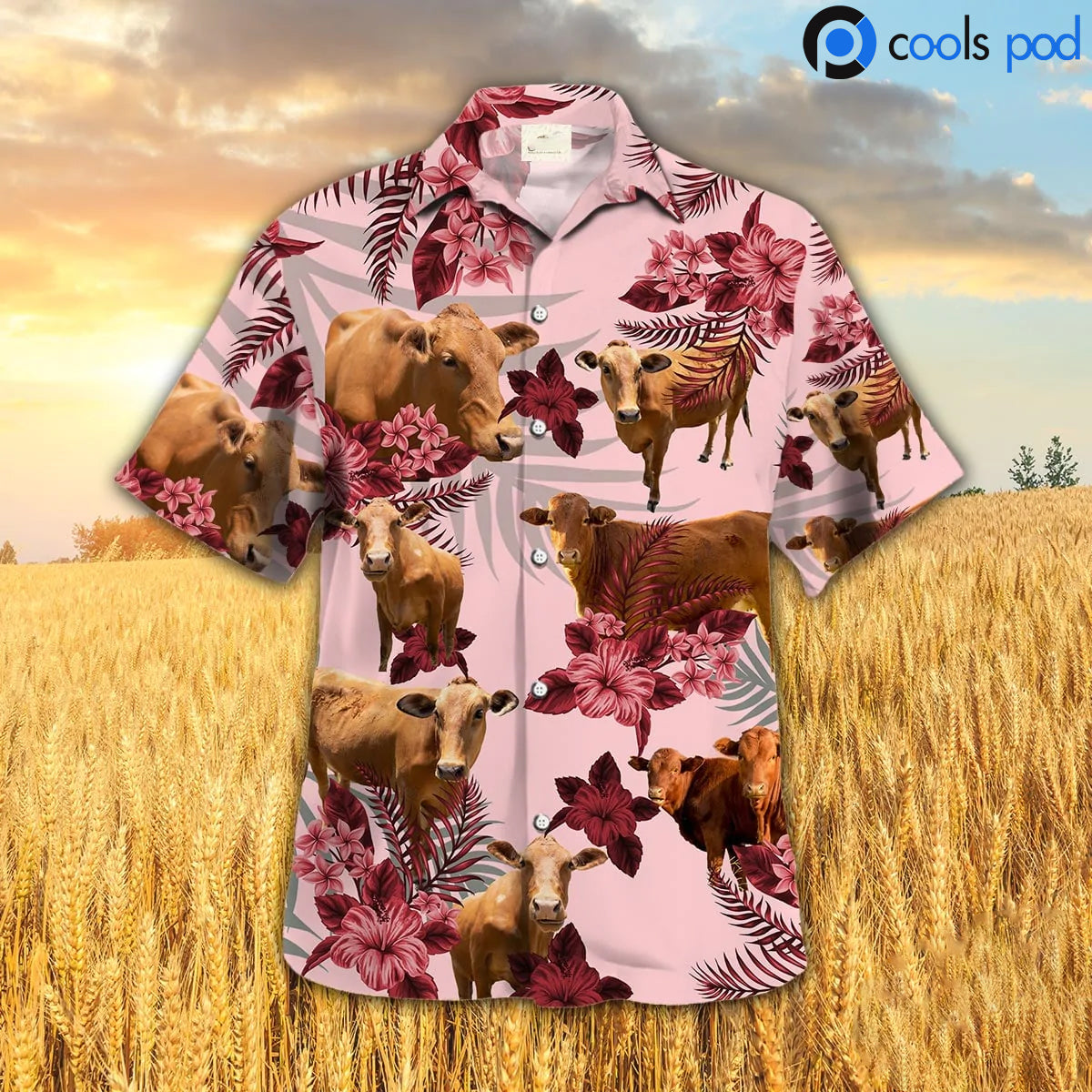 Beefmaster Hibiscus Hawaiian Shirt, Red Farm Hawaii Shirt, Cow Hawaiia ...