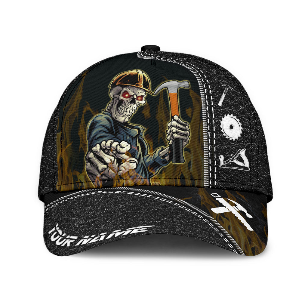 Personalized Name American Carpenter Classic Cap Skull, Baseball Skull ...